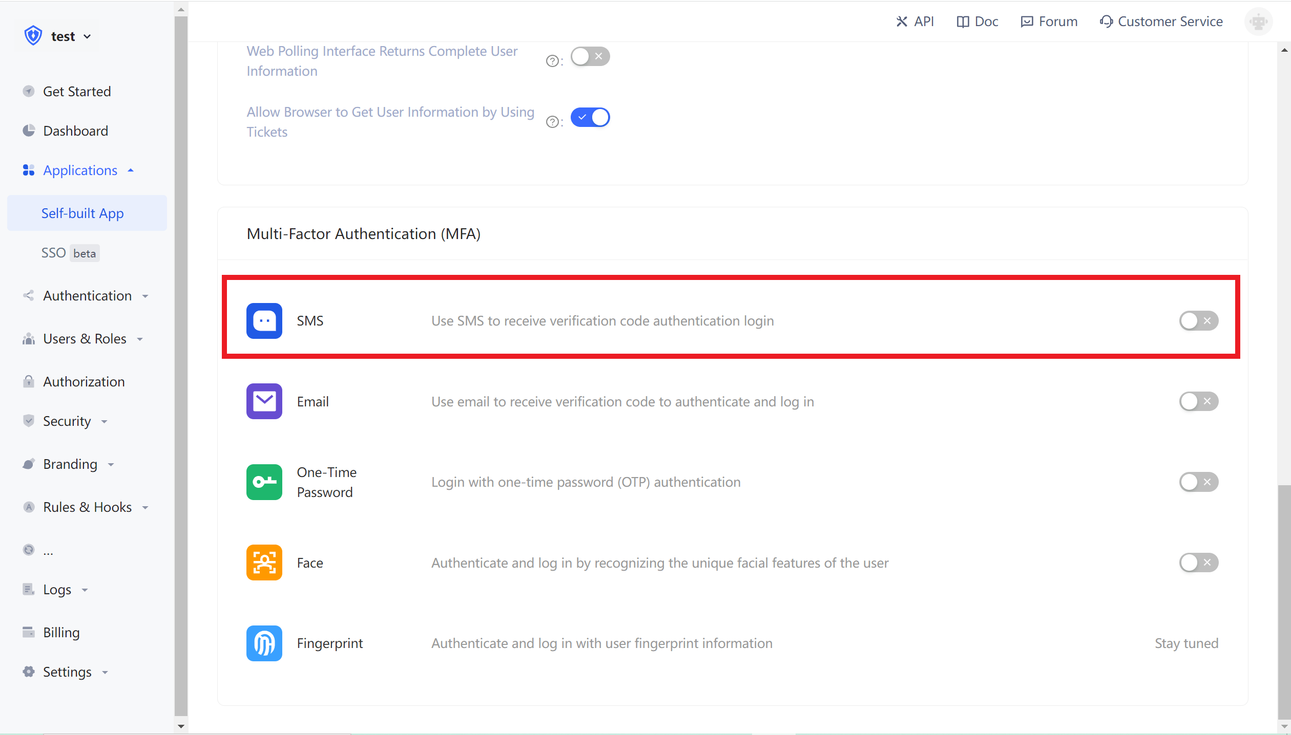 Configure SMS Authentication (MFA) | Authing Docs