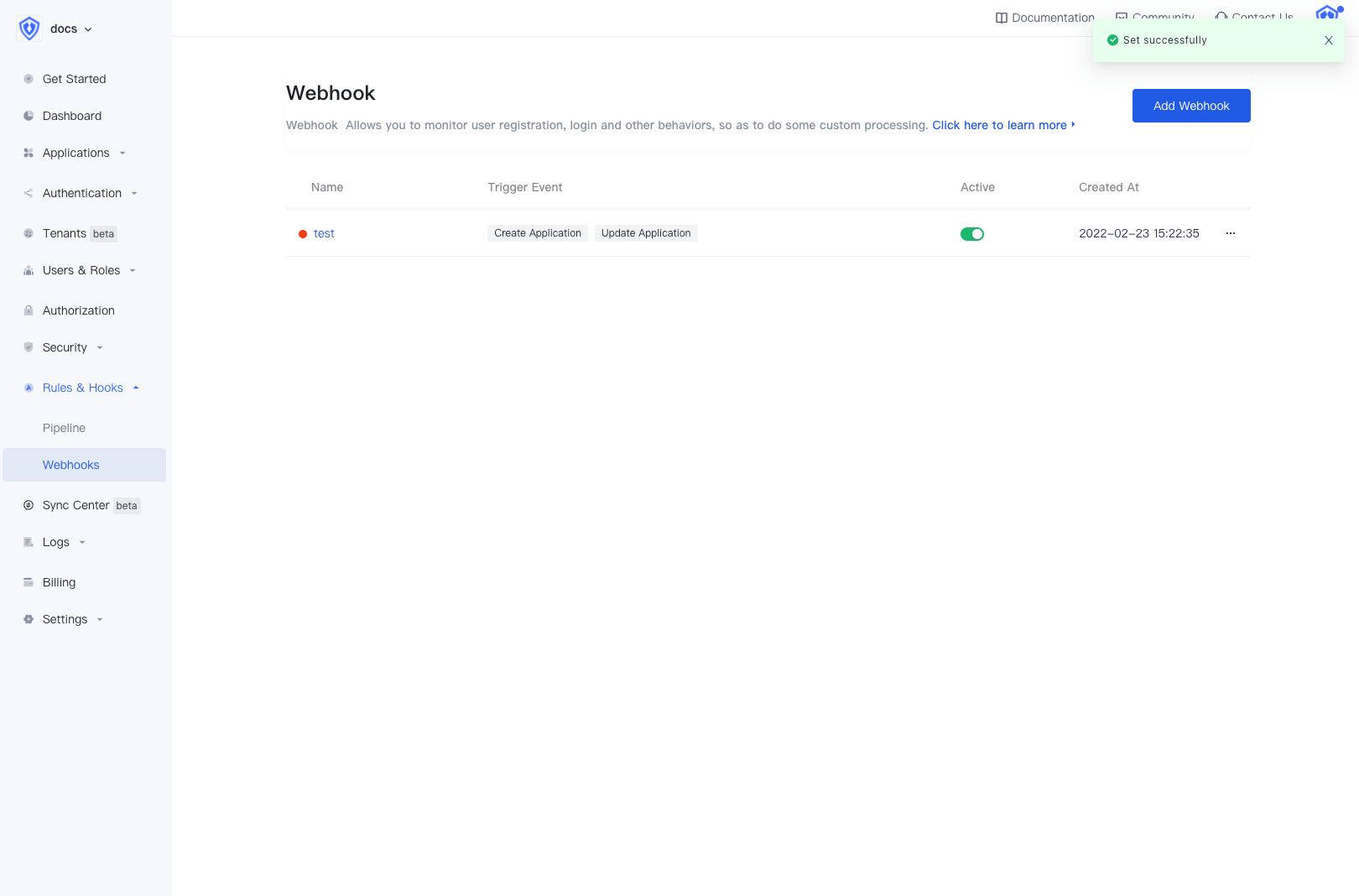 Using Webhook to monitor user events | Authing Docs