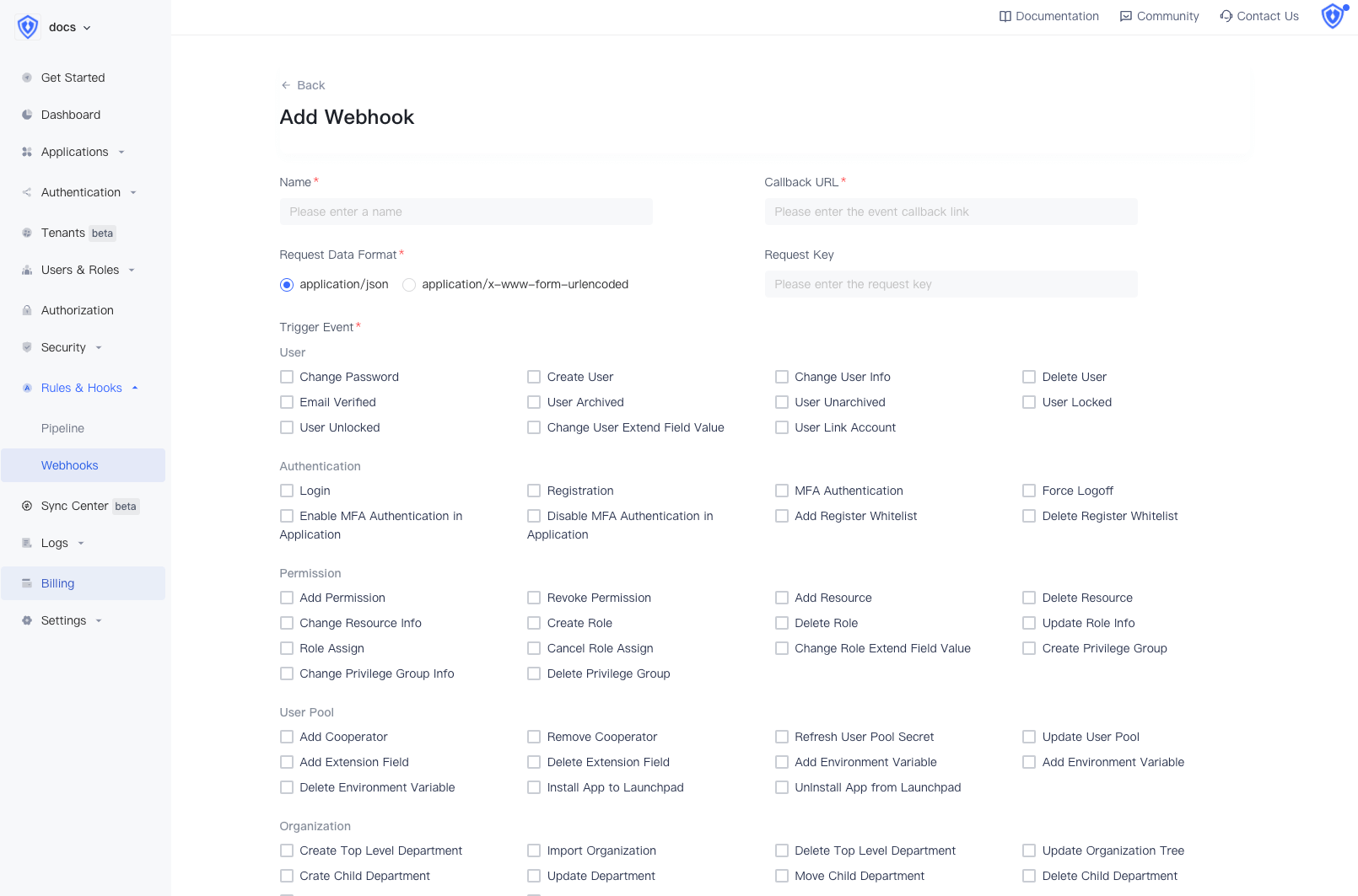 Using Webhook to monitor user events | Authing Docs